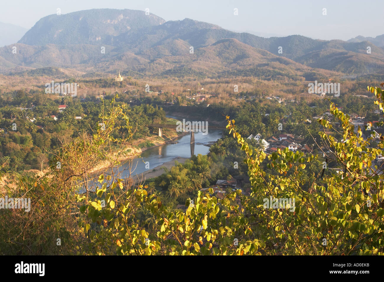 View Of Nam Kham River From Wat Phu Si With Wat Pa Phom In Background ...