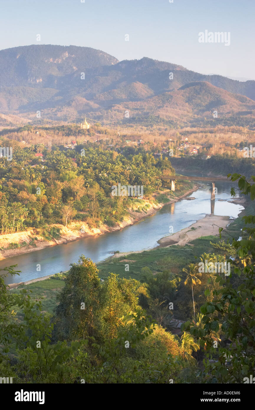 View Of Nam Kham River From Wat Phu Si With Wat Pa Phom In Background ...