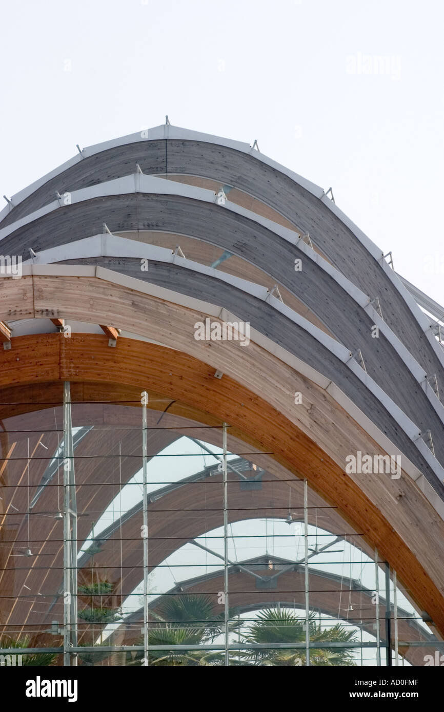 Timber arches of Sheffield Winter Gardens against clear sky Stock Photo ...