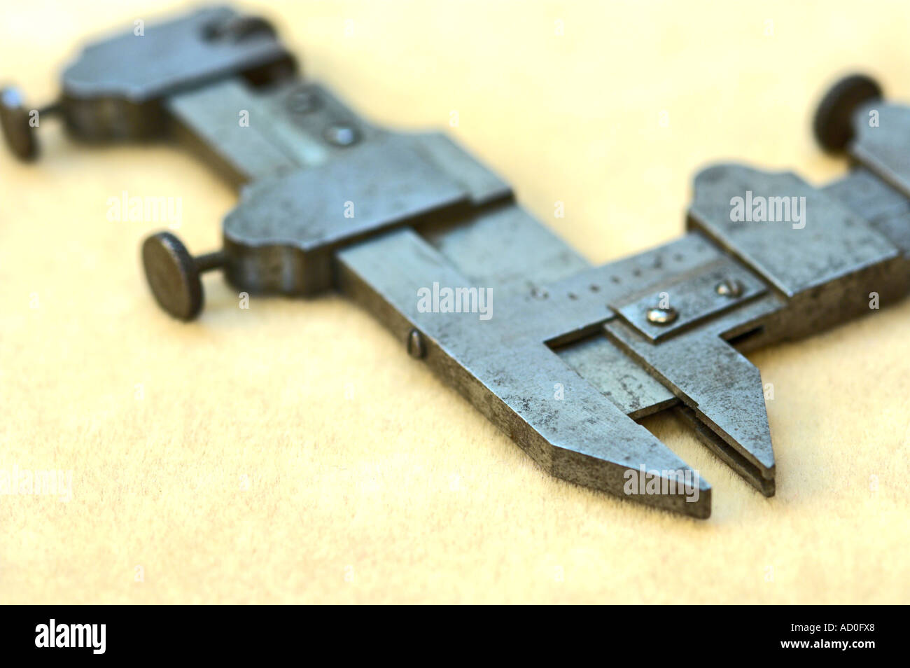 Antique pair of gear measuring calipers which measures both width and ...