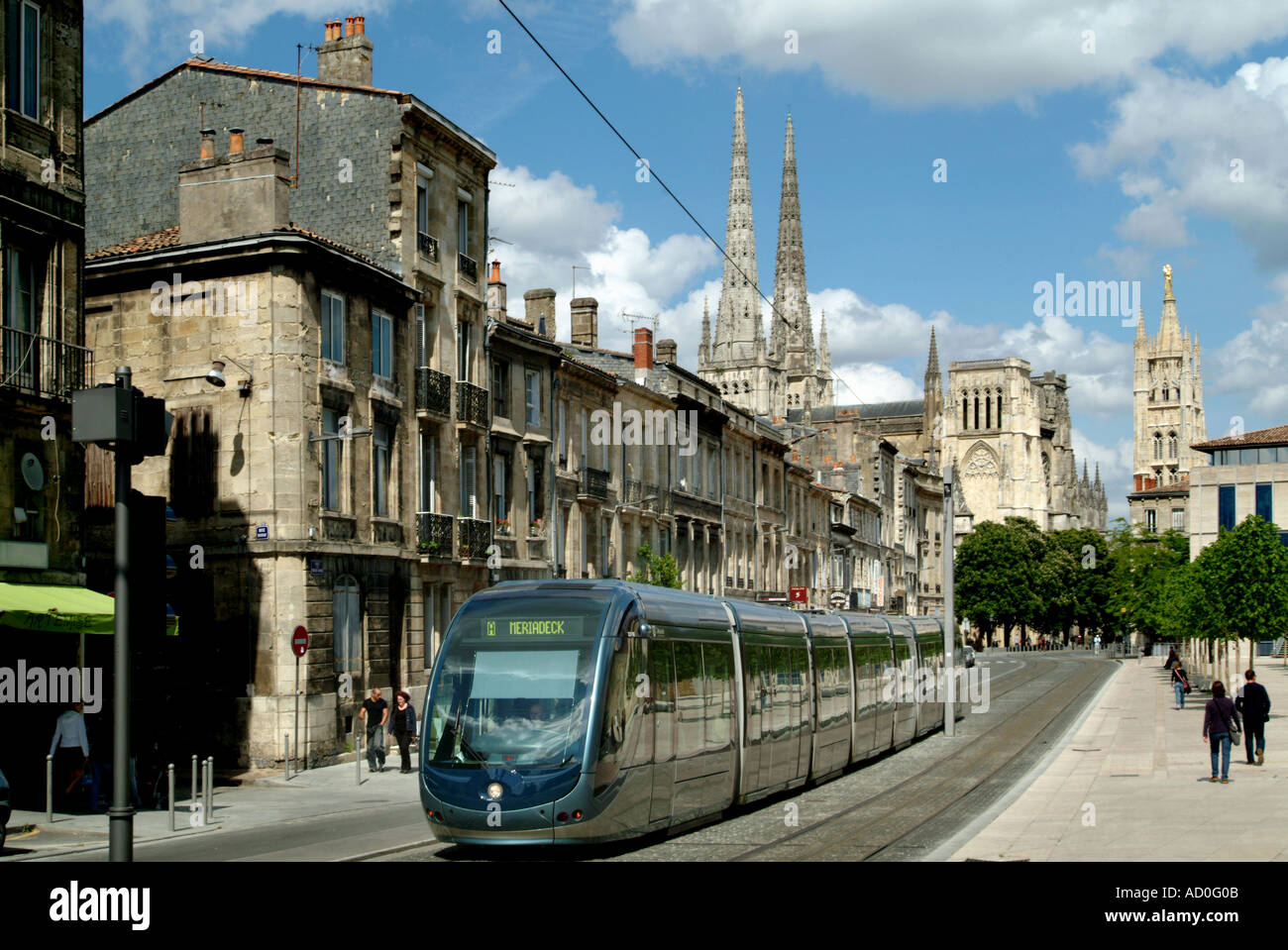 Cathedral and tram in Bordeaux France Stock Photo - Alamy