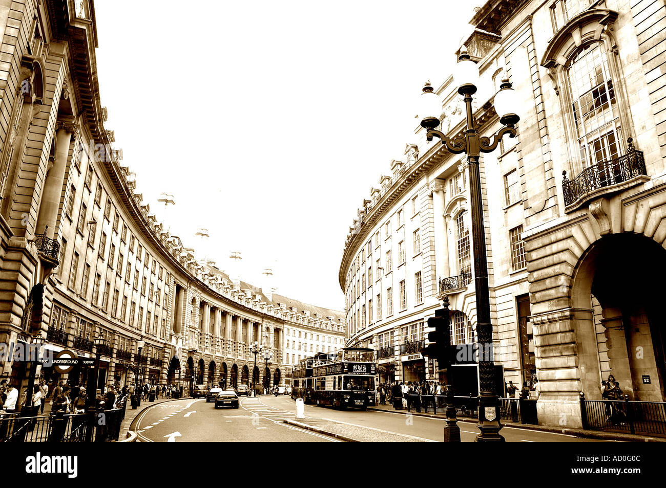Traditional image of Regent Street Central London in Sepia Stock Photo ...