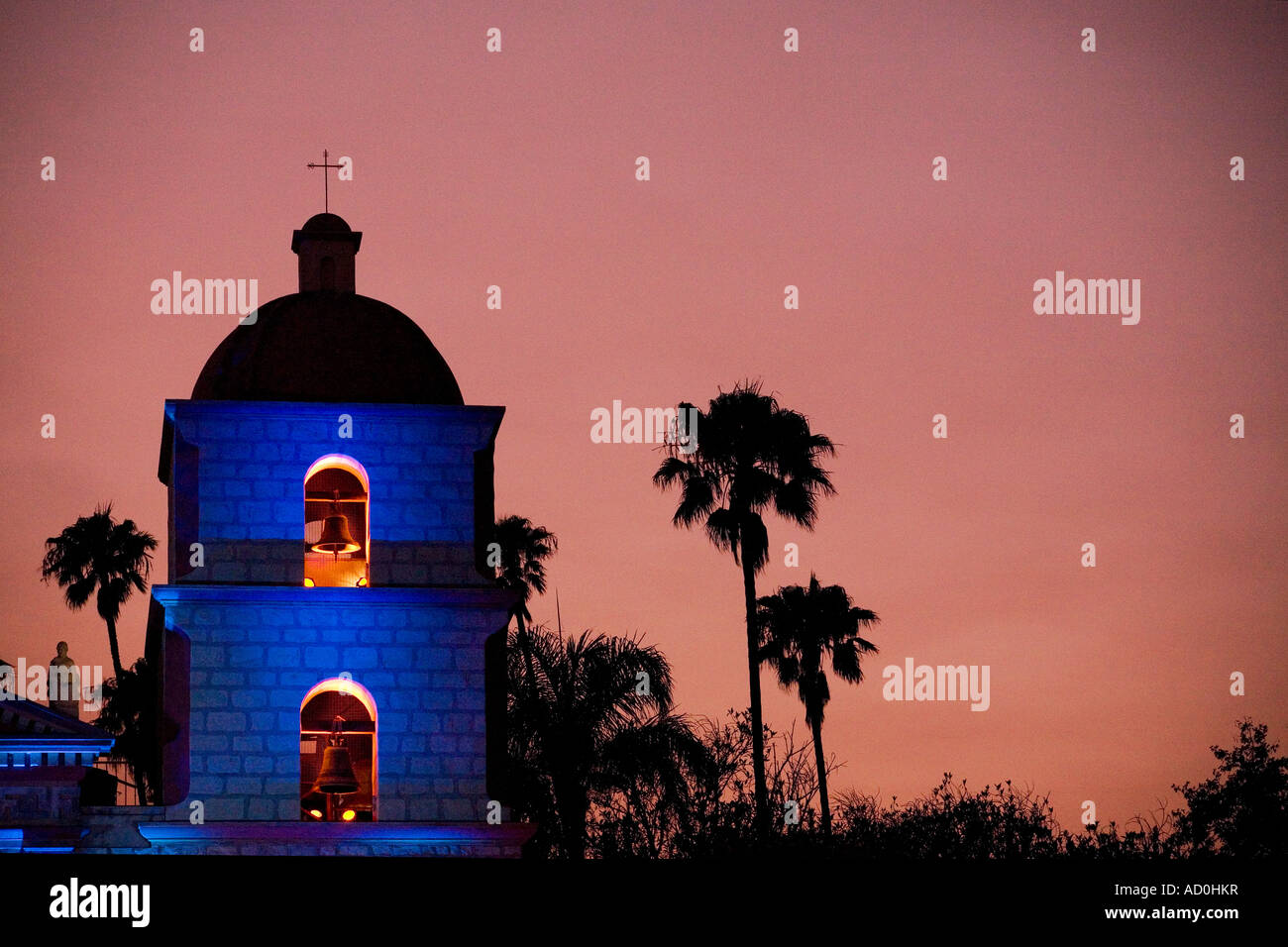 The east tower of Santa Barbara Mission Stock Photo - Alamy