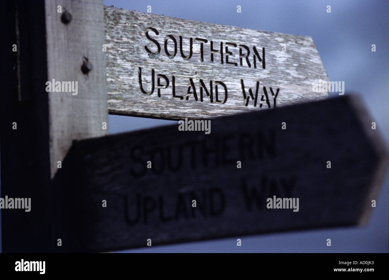 Southern Upland way sign at 3 Brethern Stock Photo - Alamy