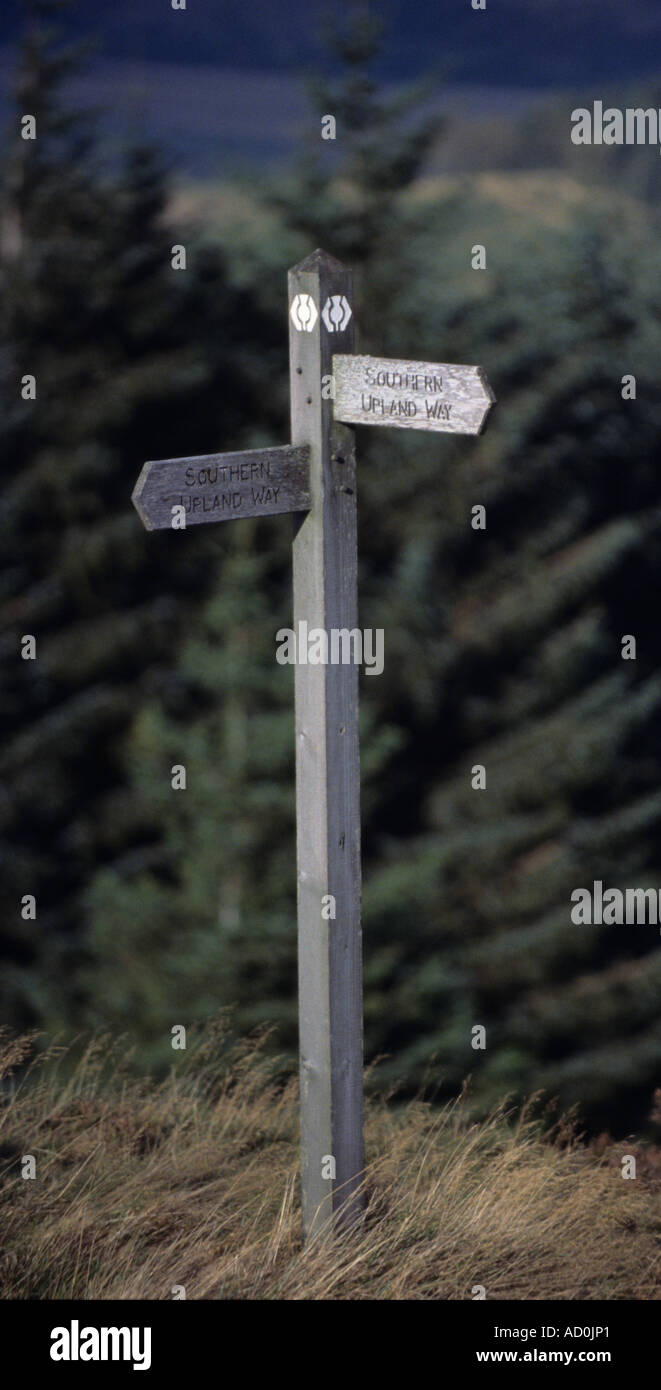 Southern Upland way sign at 3 Brethern Stock Photo - Alamy