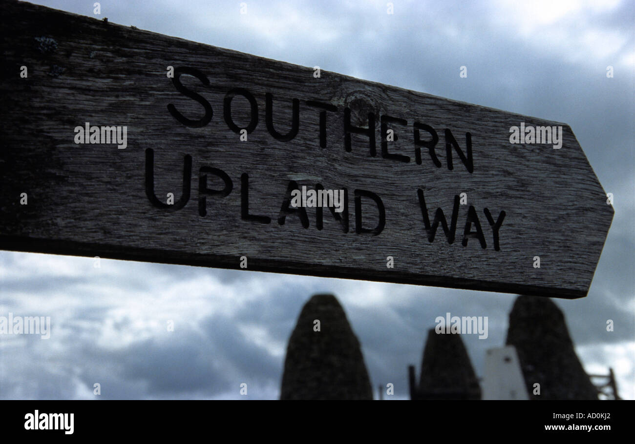 Southern Upland way sign at 3 Brethern Stock Photo - Alamy