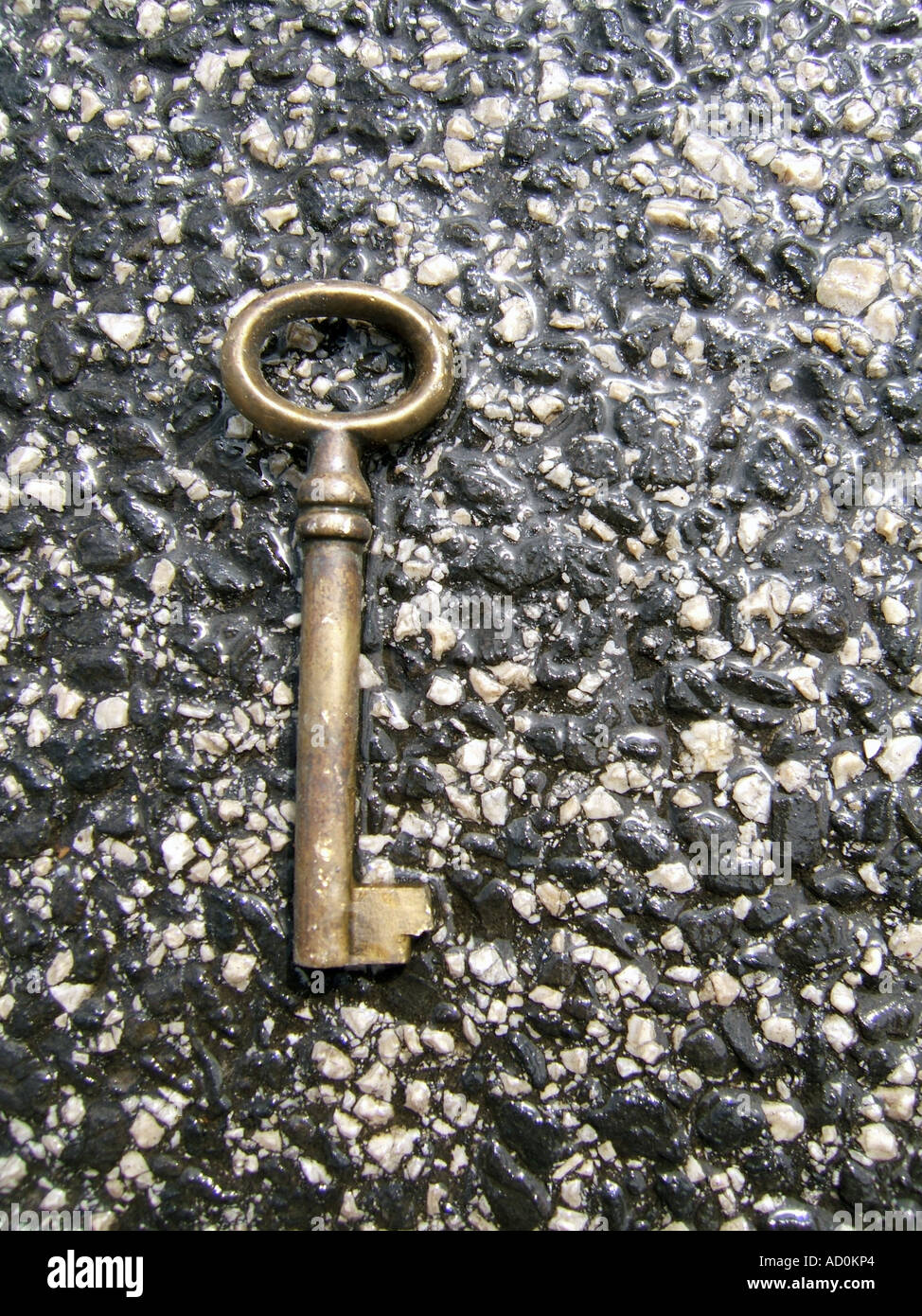 old key on wet road Stock Photo - Alamy
