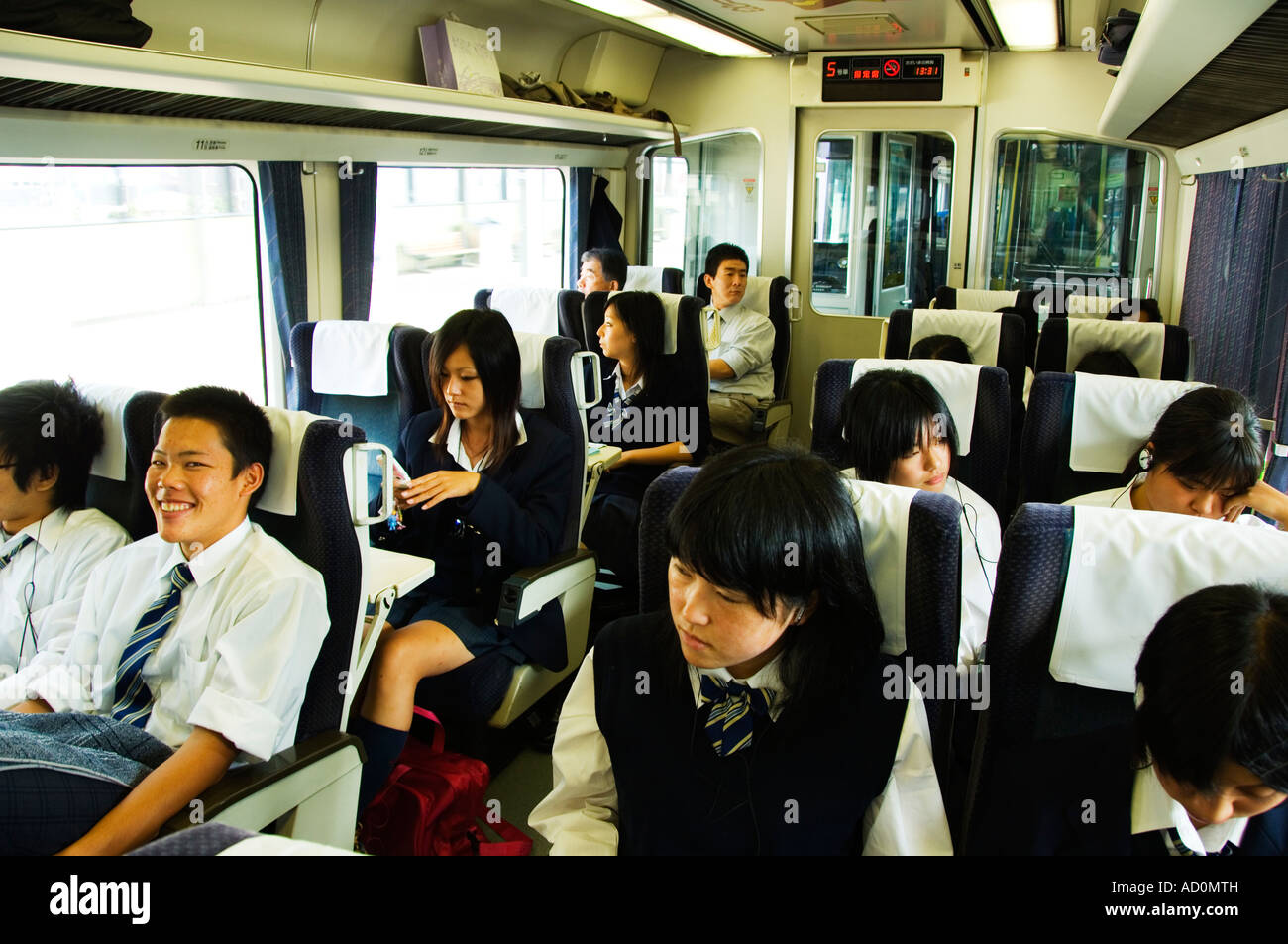Japan Honshu Island Kyoto City Students on Train Journey During School ...