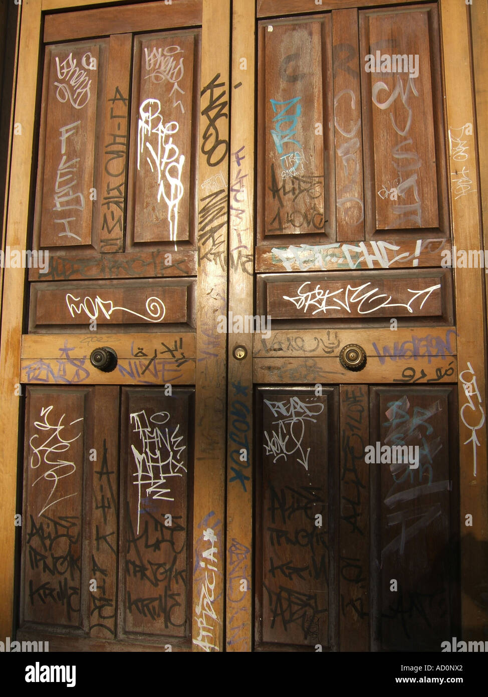 graffiti on wooden door Stock Photo - Alamy