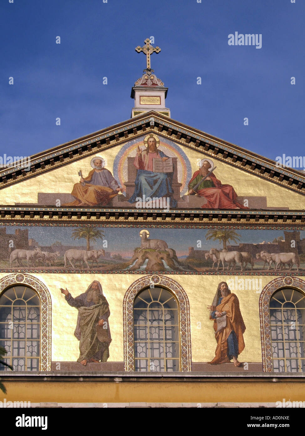 Religious facade saint pauls basilica in rome italy hi-res stock ...