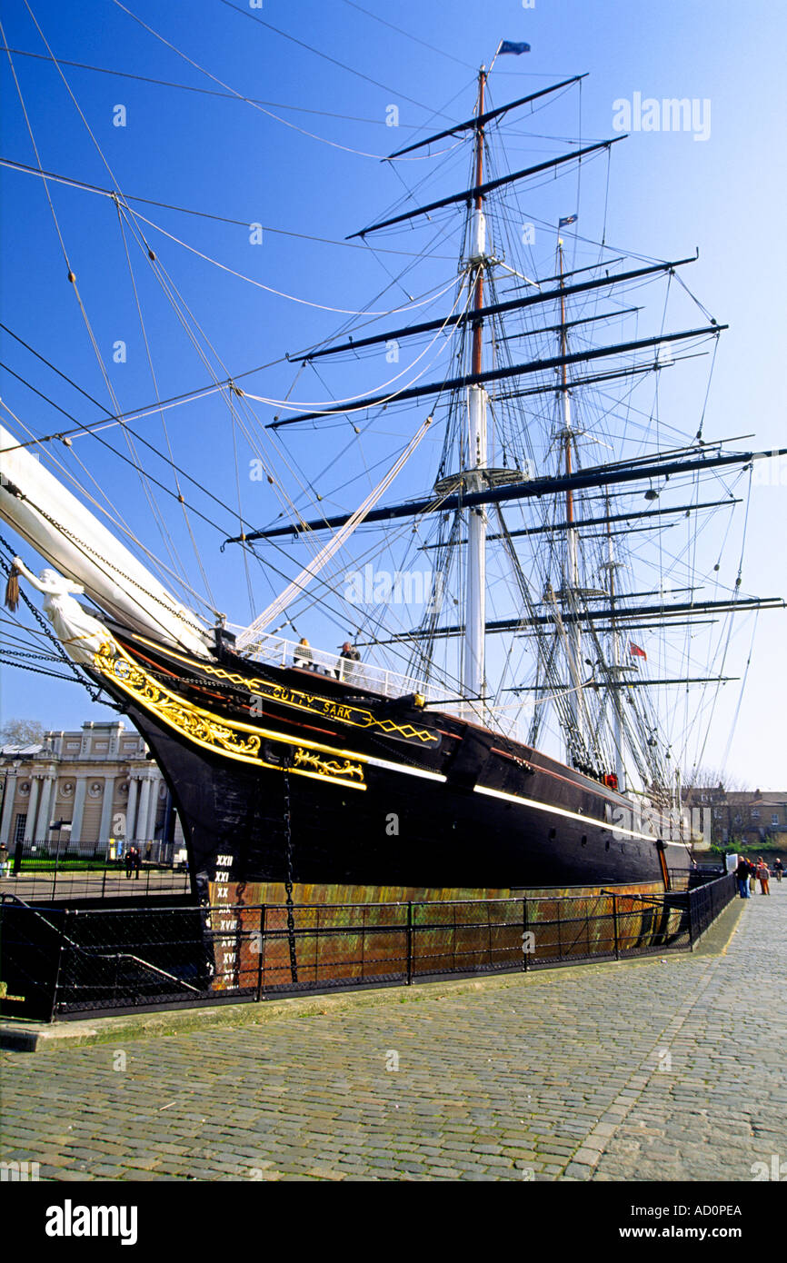 The historic Cutty Sark tea clipper on display in Greenwich, London ...