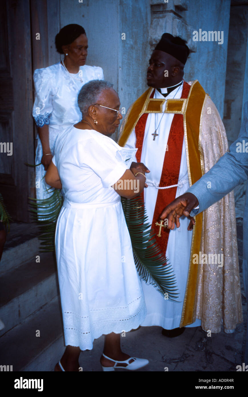 St Johns Antigua St Johns Cathedral Priest Woman With Palm Branch Palm ...