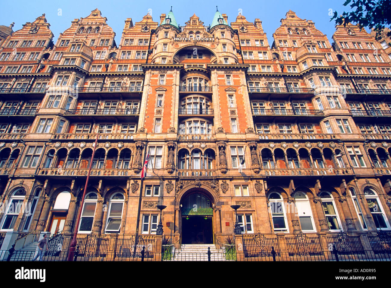 The entrance and facade of the Victorian-era Russell Hotel in London ...