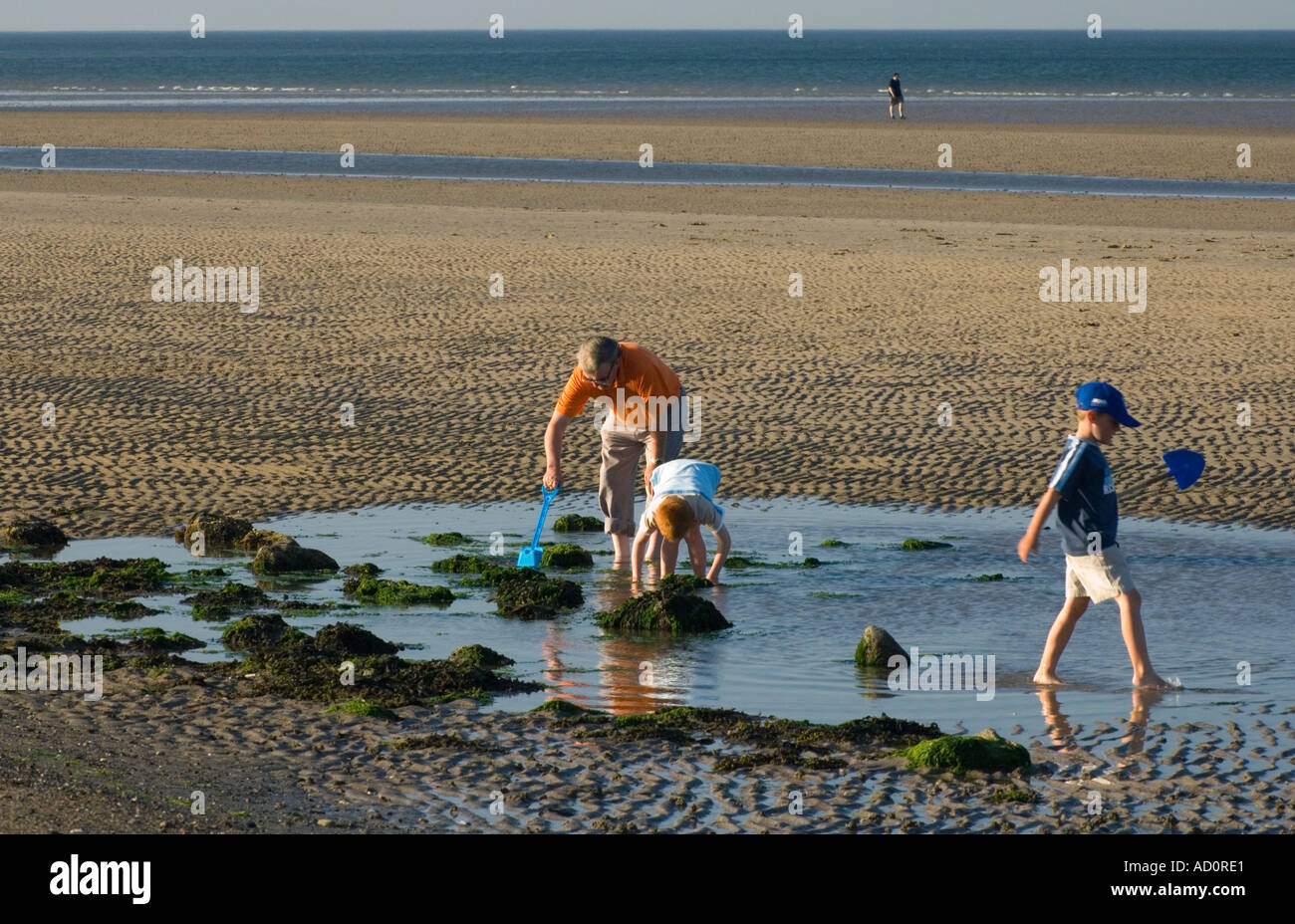 Kids playing in a tidal pool on the sands of Skerries north county ...