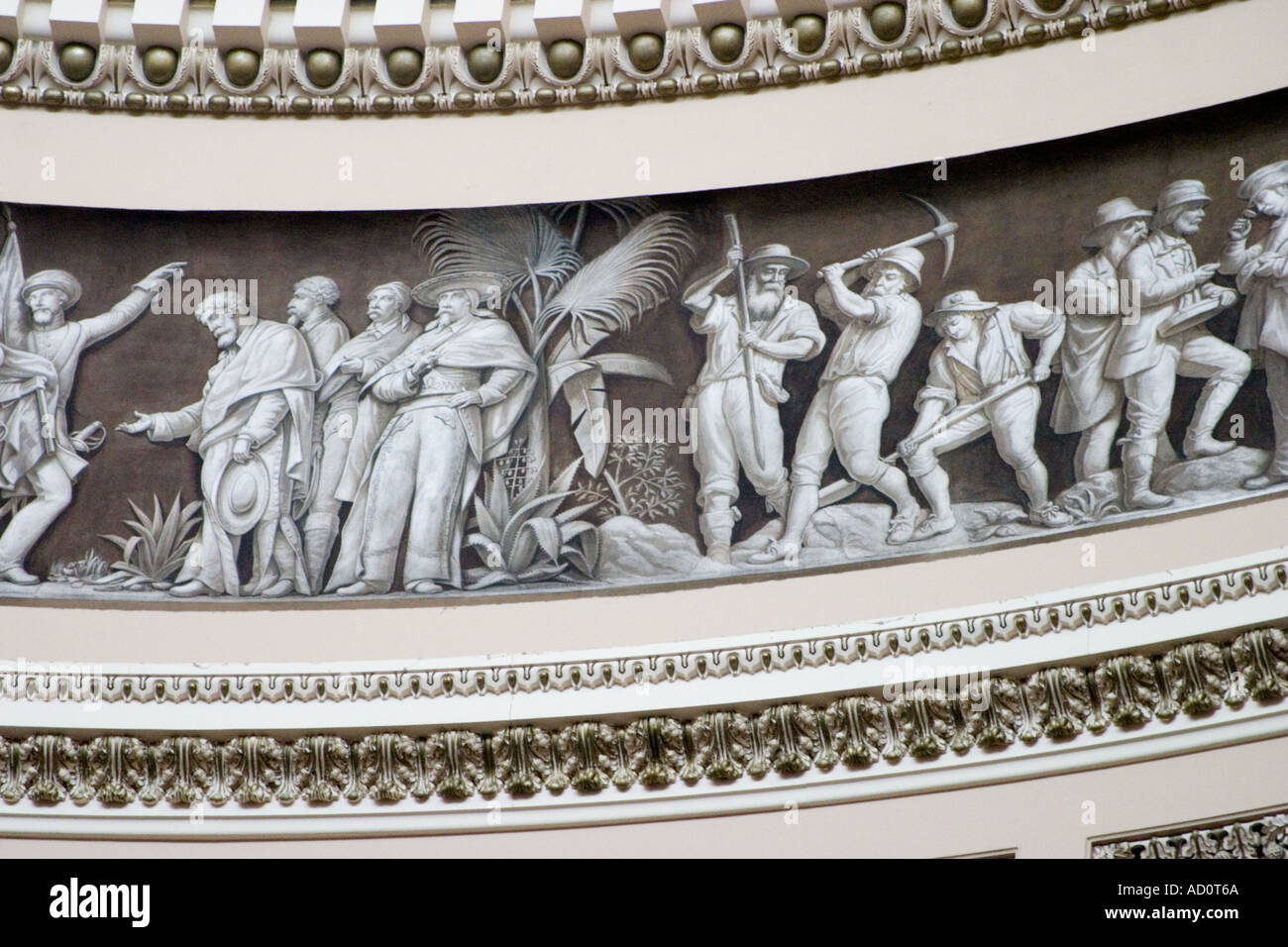 Detail from Frieze around walls of US Capitol rotunda Washington Stock ...