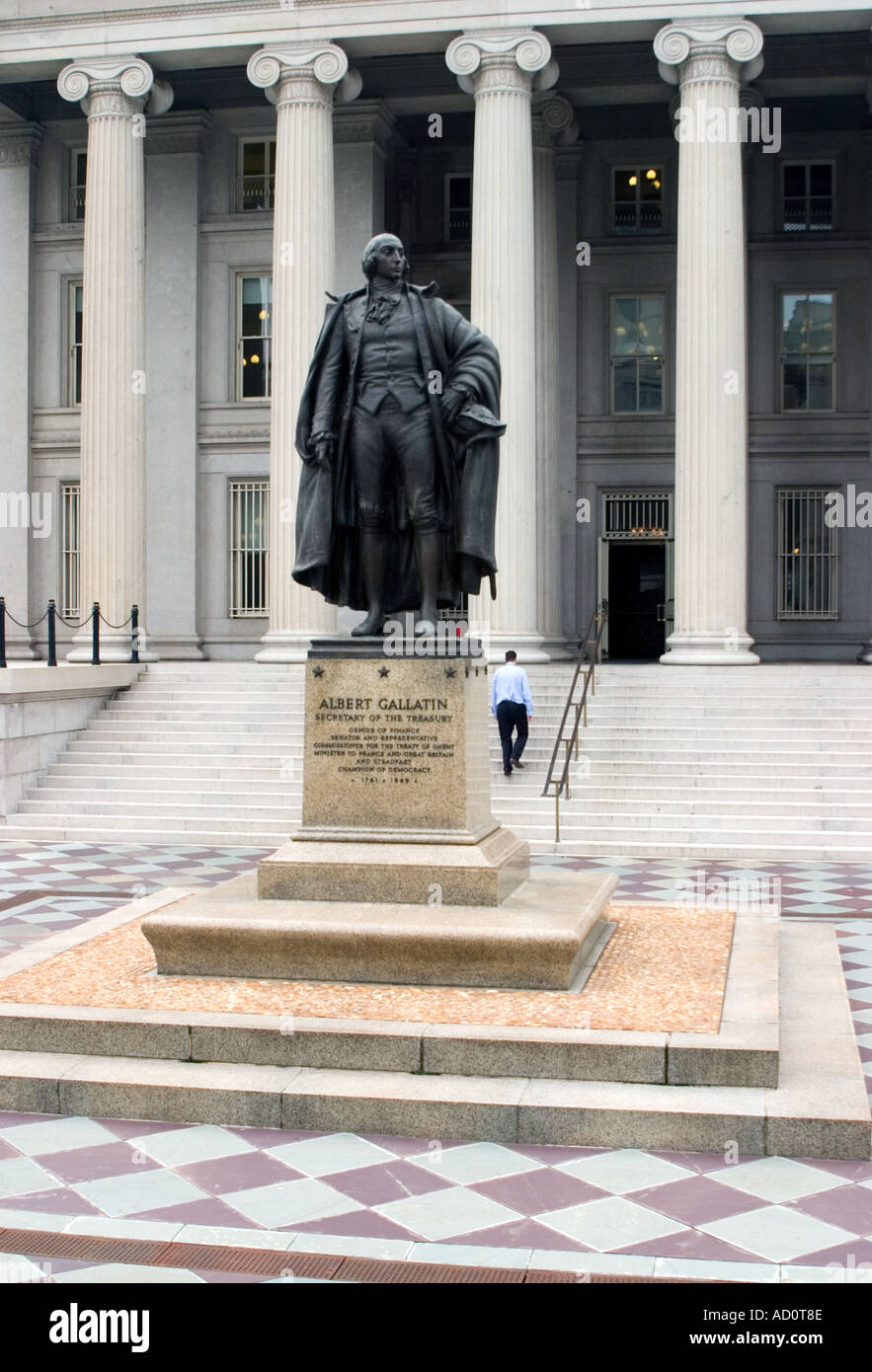 Statue of Albert Gallatin and part of North Colonnade US Treasury ...