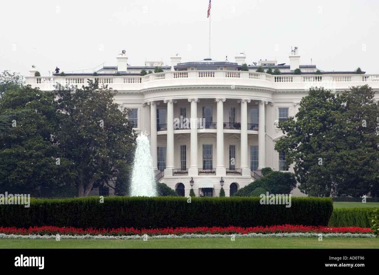 South Facade and Grounds White House Washington DC Armed guards visible ...