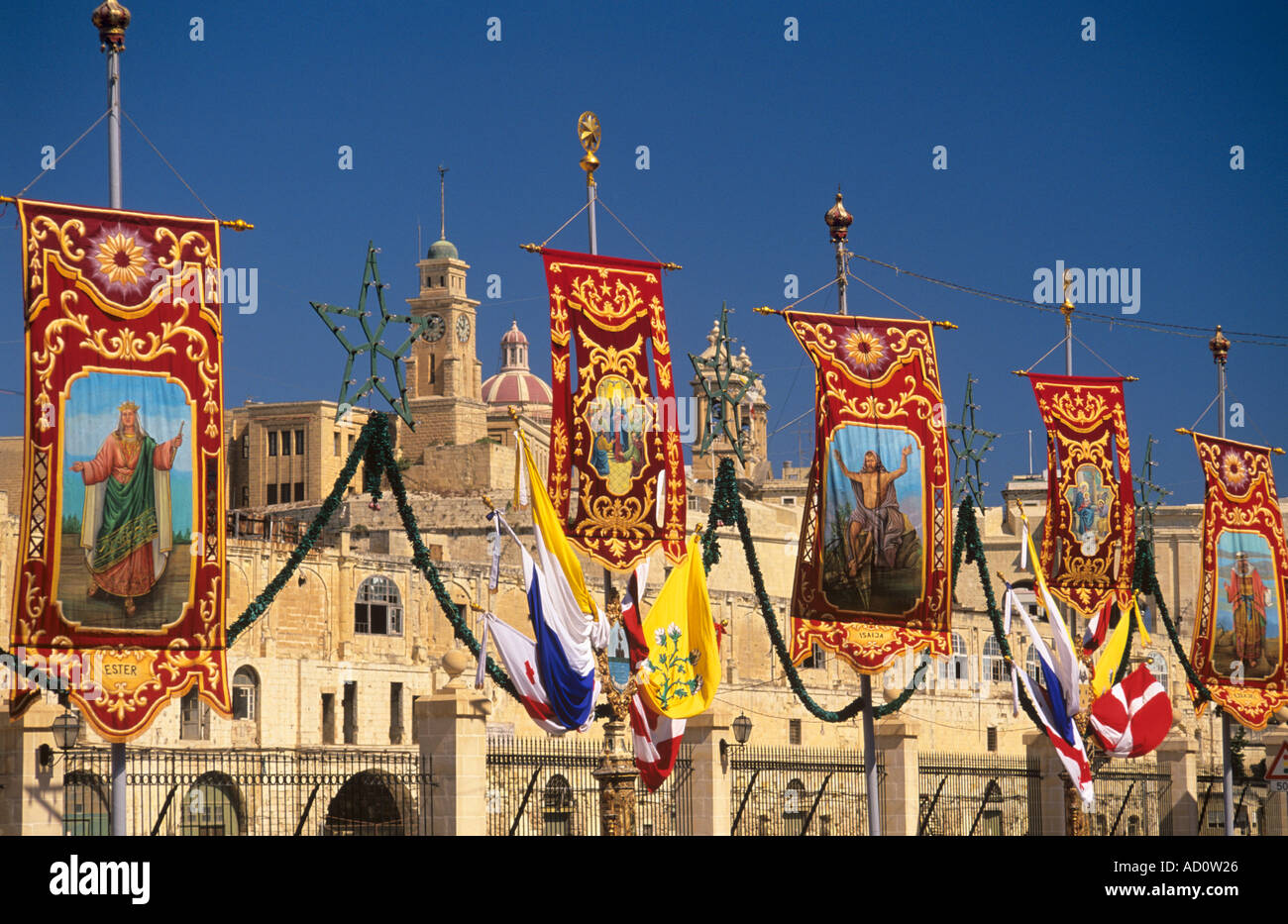 Festival decorations Vittoriosa Valletta Malta Stock Photo - Alamy