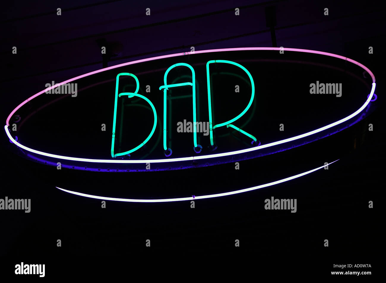 Neon bar sign at night Stock Photo - Alamy