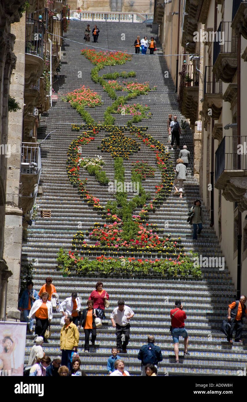 Scalinata Santa Maria Del Monte Caltagirone Sicily Italy Stock Photo ...