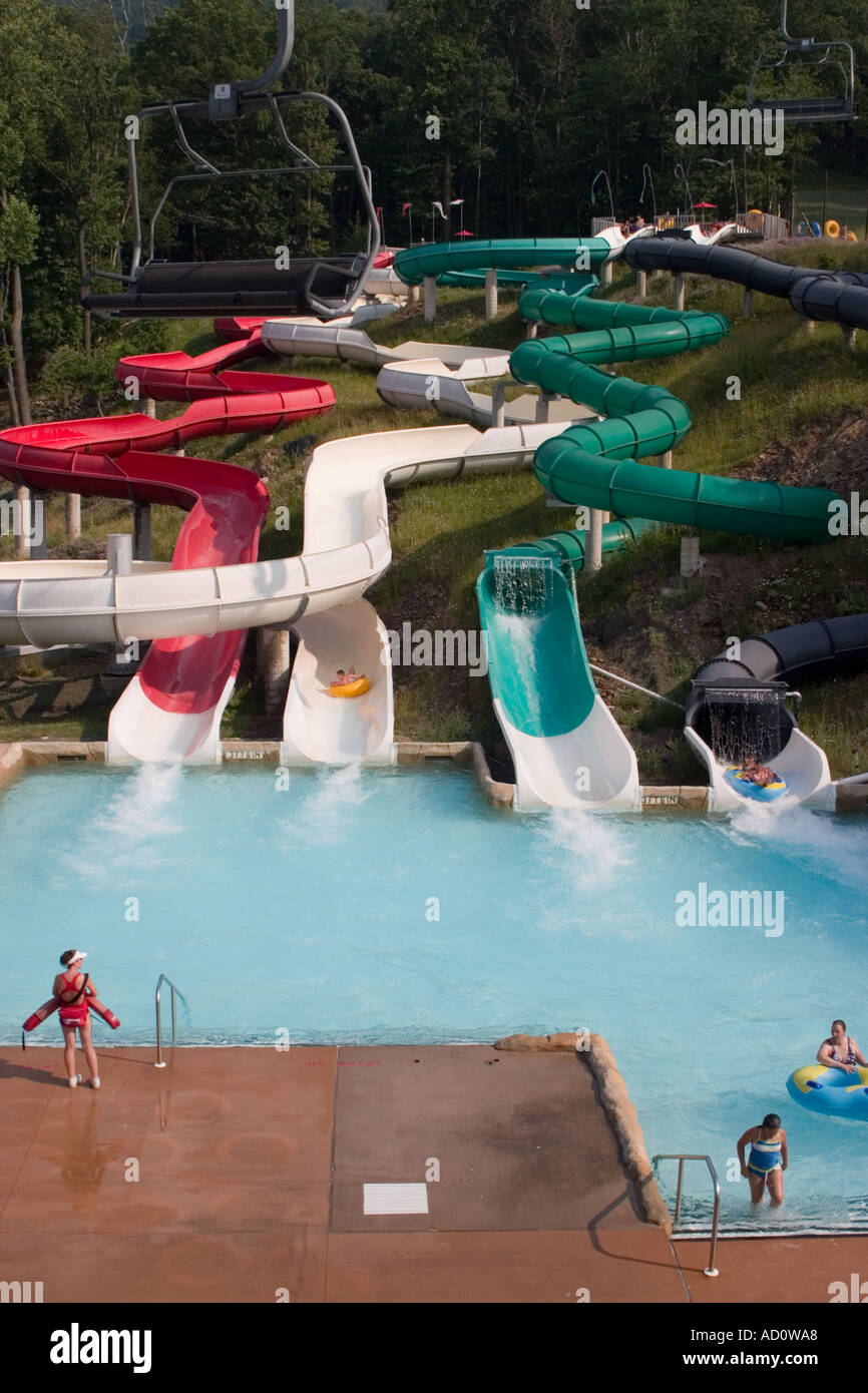 Overview of Camel Beach water park and ski lodge Pennsylvania Stock ...