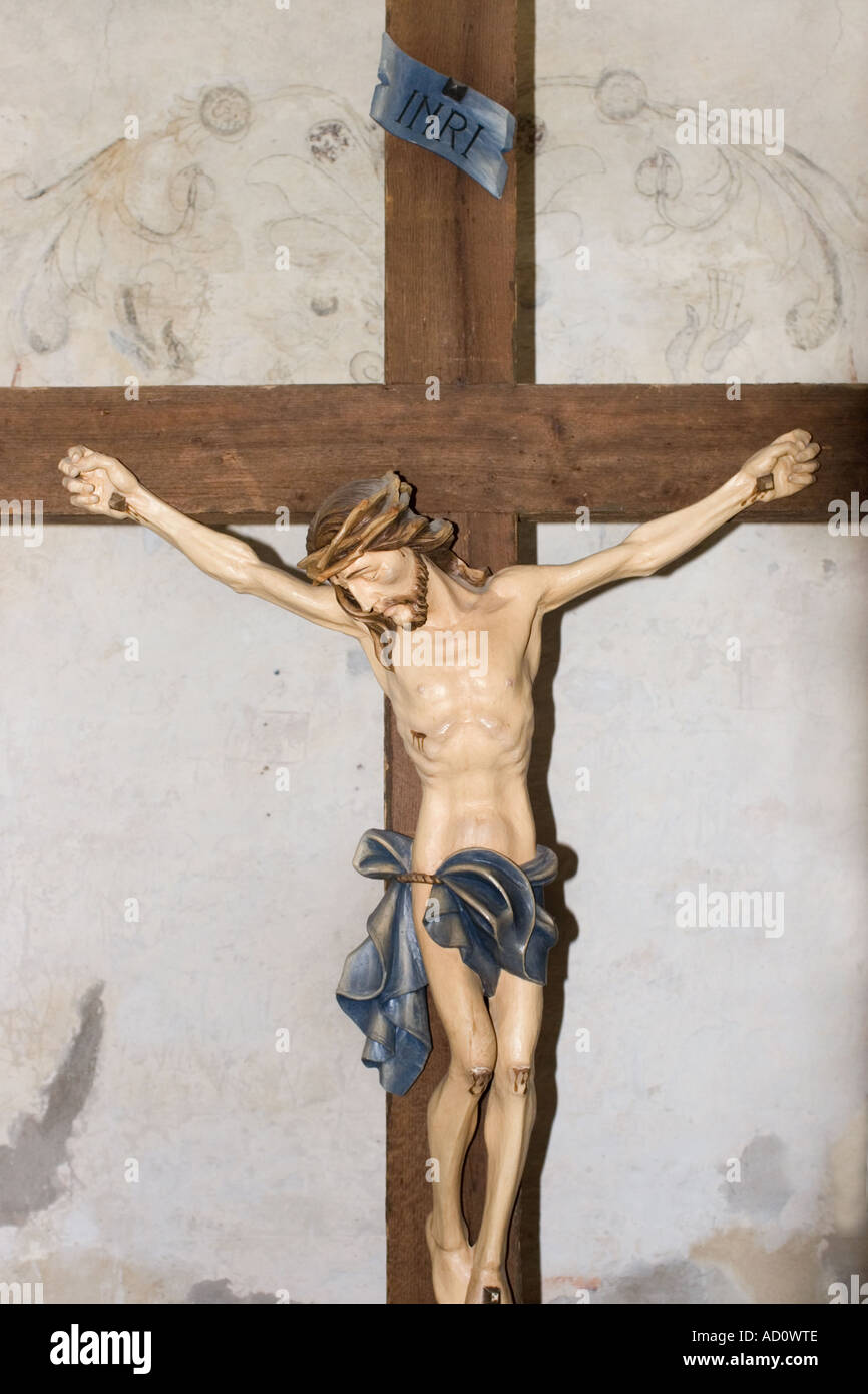 Christ on Cross INRI Verticle Stock Photo - Alamy