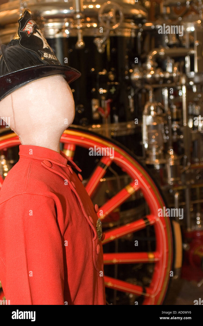 Fireman model old engine Stock Photo - Alamy