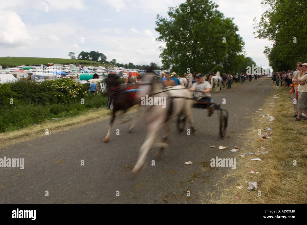 Action blurred image of Horse and trap racing at speed at Appleby Horse ...