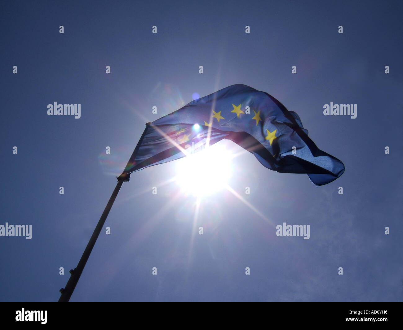 european union flag flying in the wind Stock Photo - Alamy