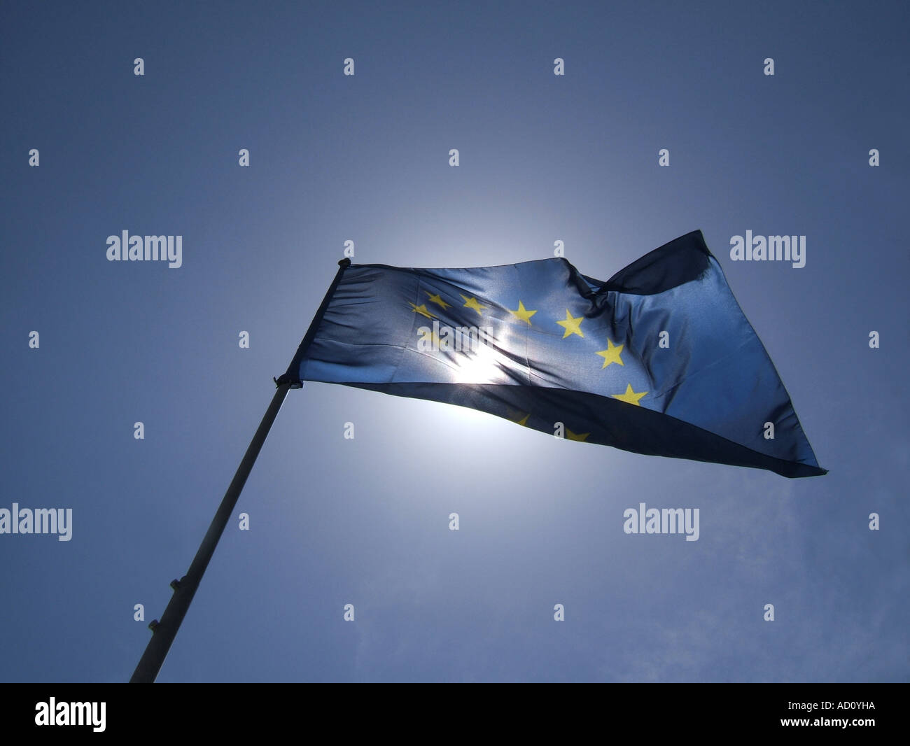european union flag flying in the wind Stock Photo - Alamy