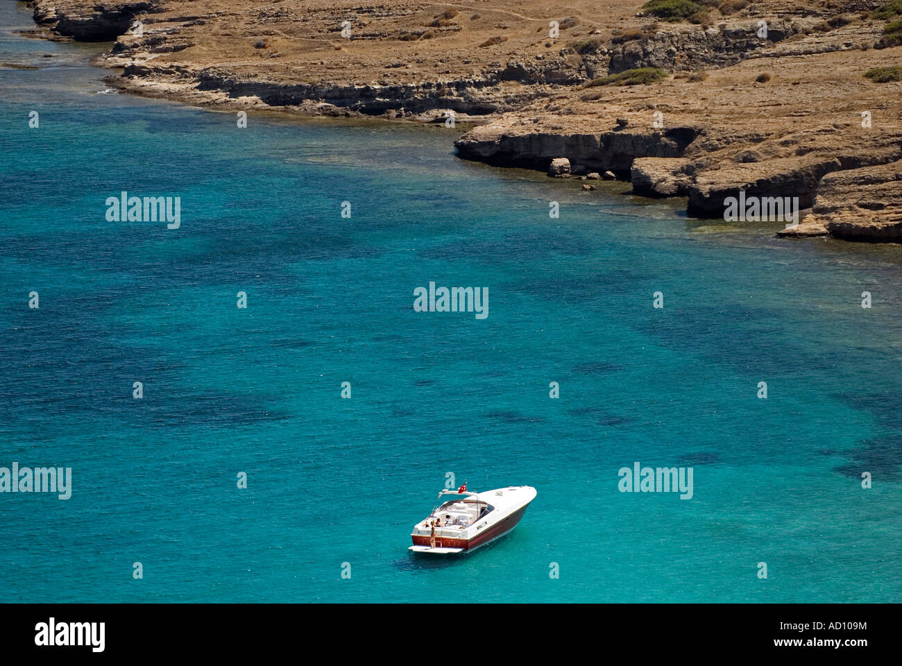 Speed boat in Bardakci Bay, Bodrum Turkey Stock Photo - Alamy