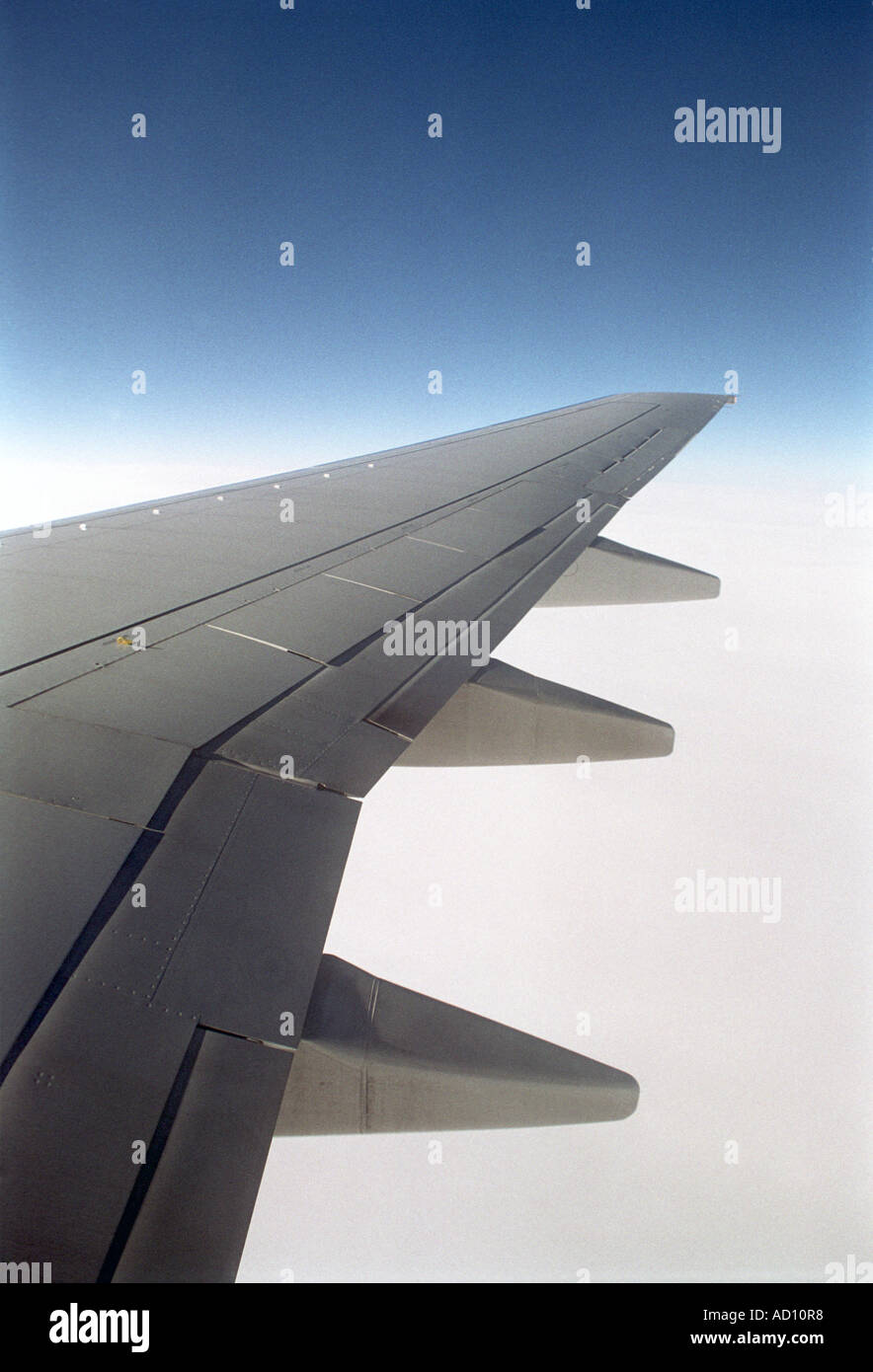 view of wing from plane window landing movement Stock Photo - Alamy