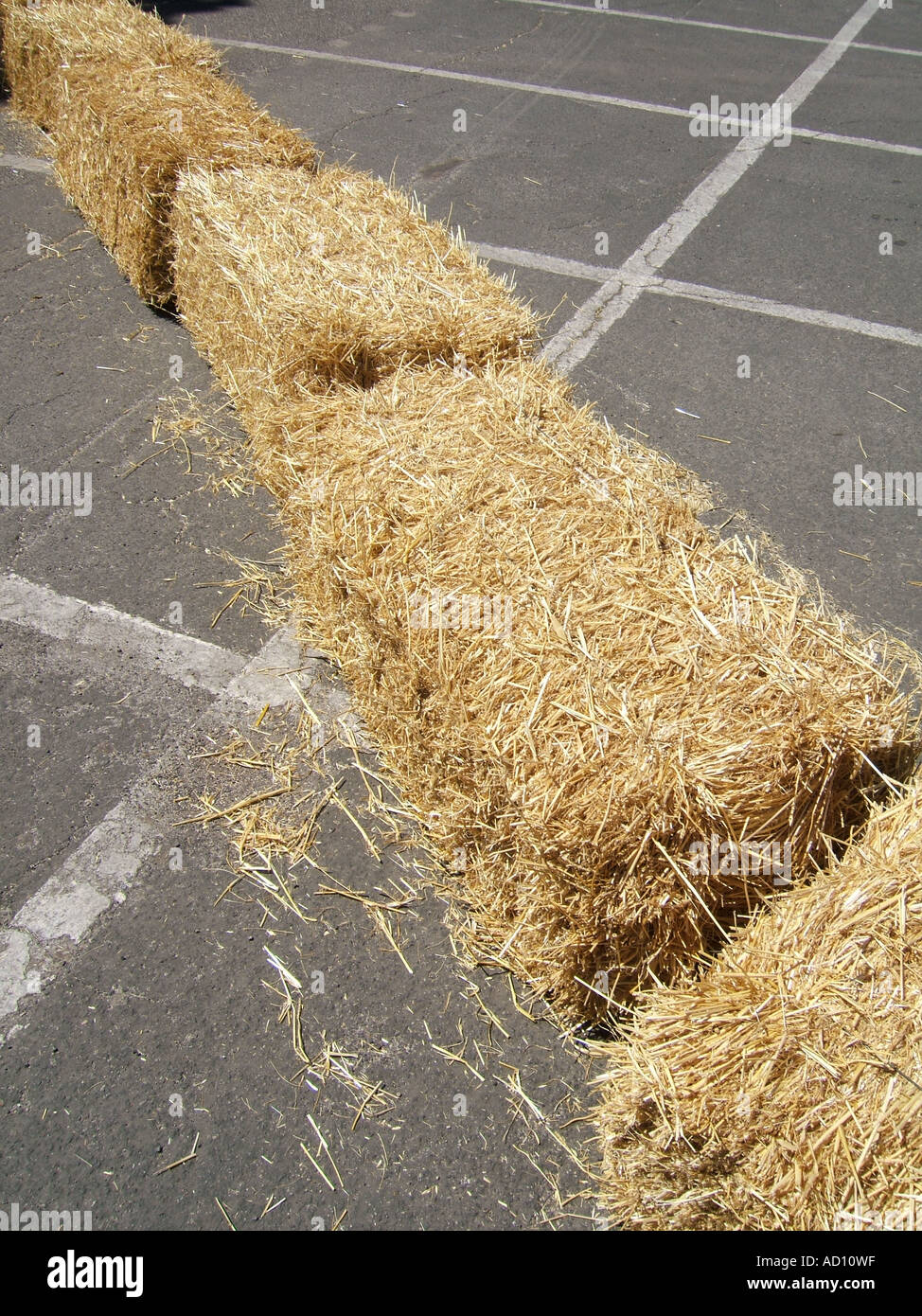 straw bales used as crash barrier on racing track Stock Photo - Alamy