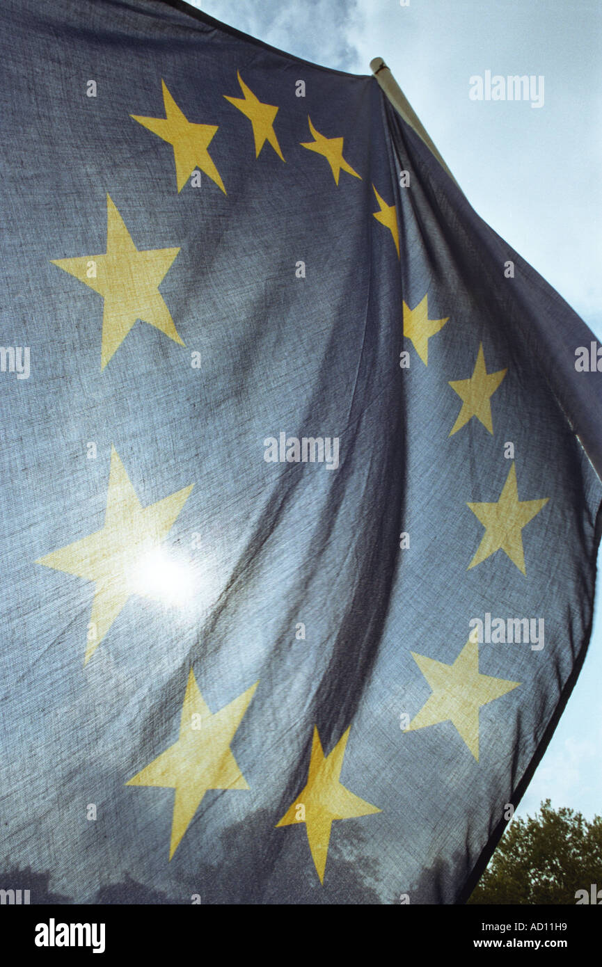 european union flag flying in the wind Stock Photo - Alamy