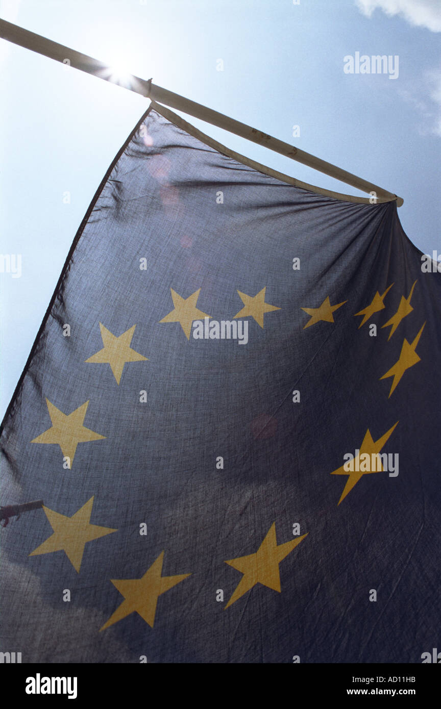 european union flag flying in the wind Stock Photo - Alamy