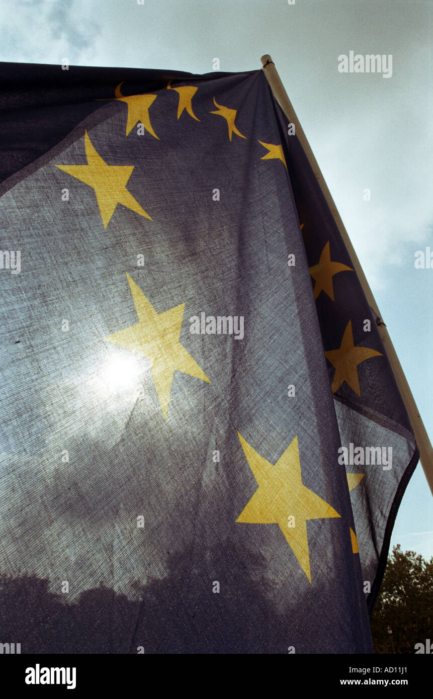 european union flag flying in the wind Stock Photo - Alamy