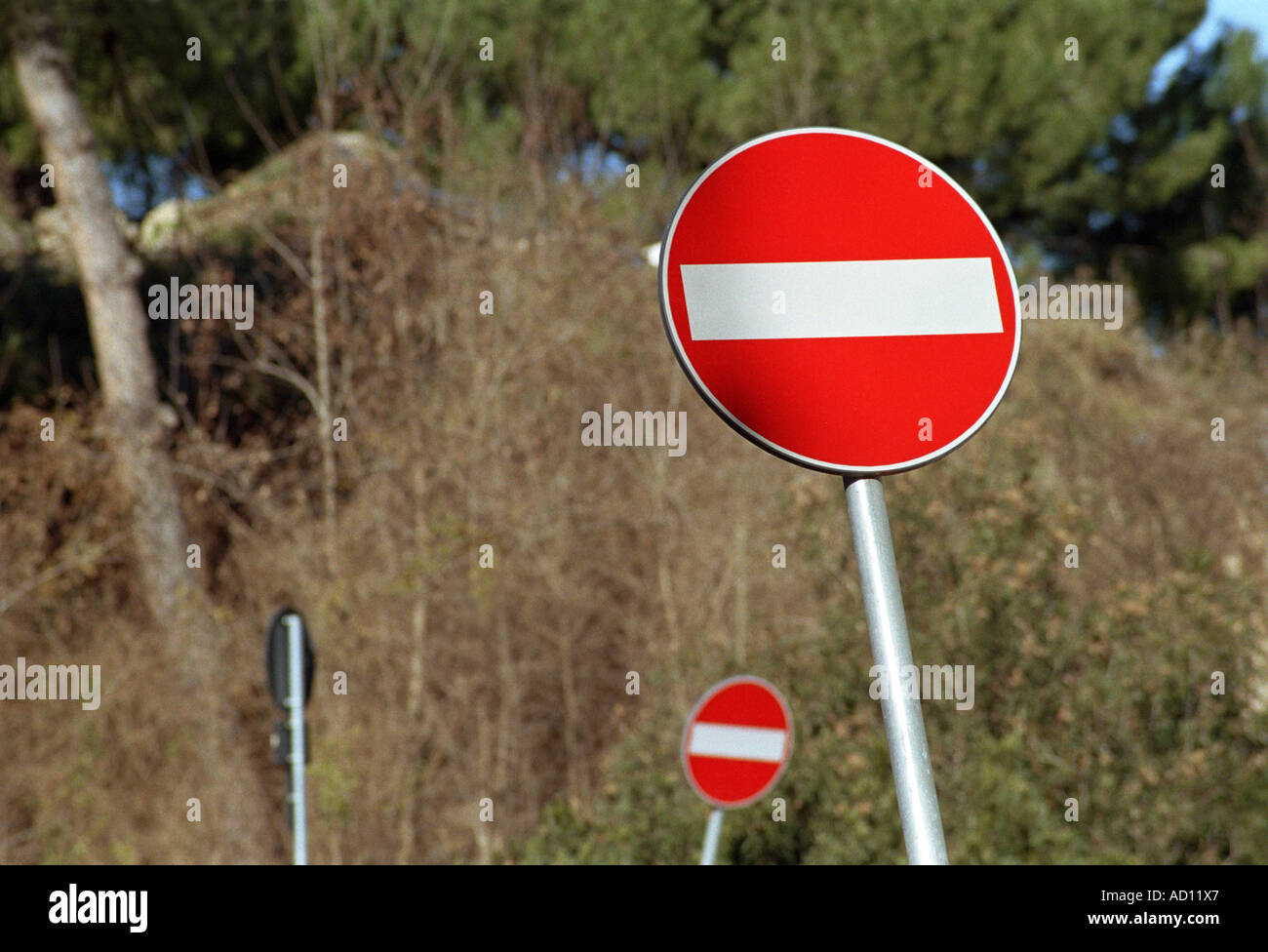 two no entry signs Stock Photo - Alamy