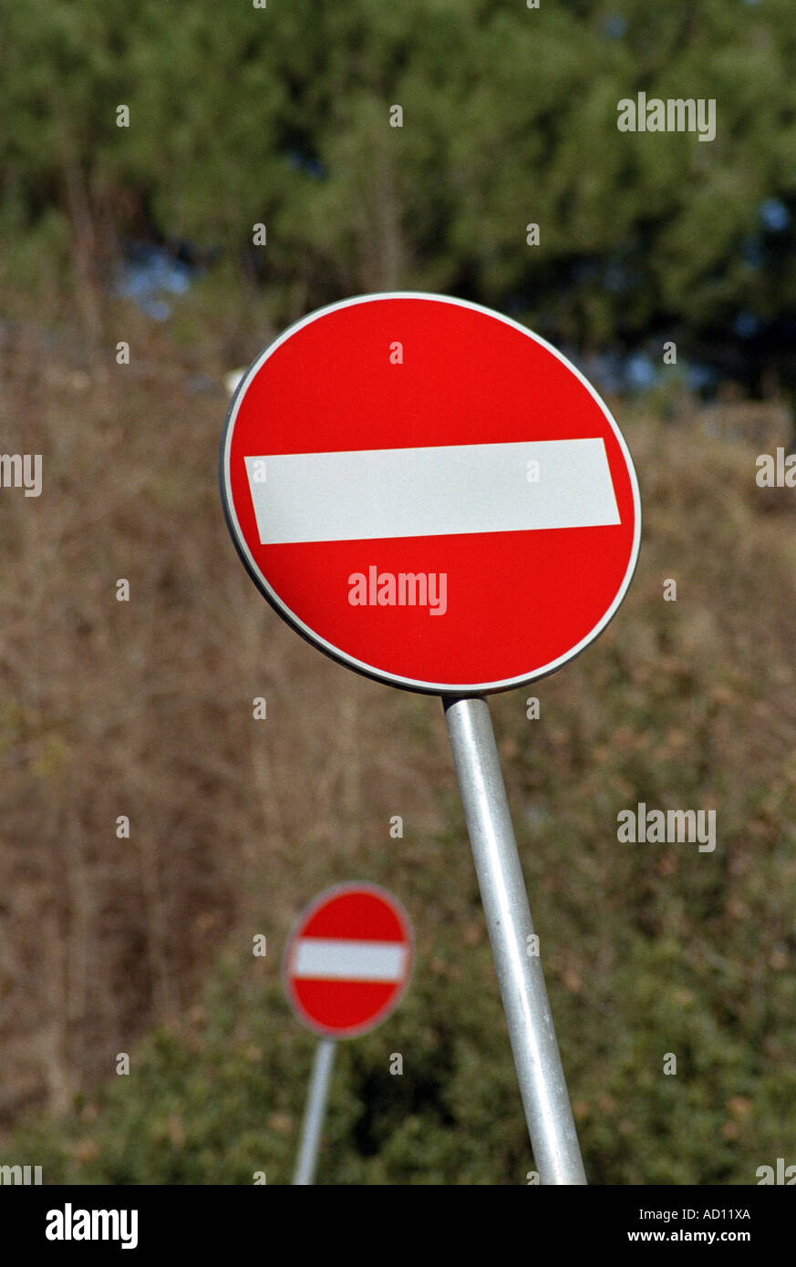 two no entry signs Stock Photo - Alamy