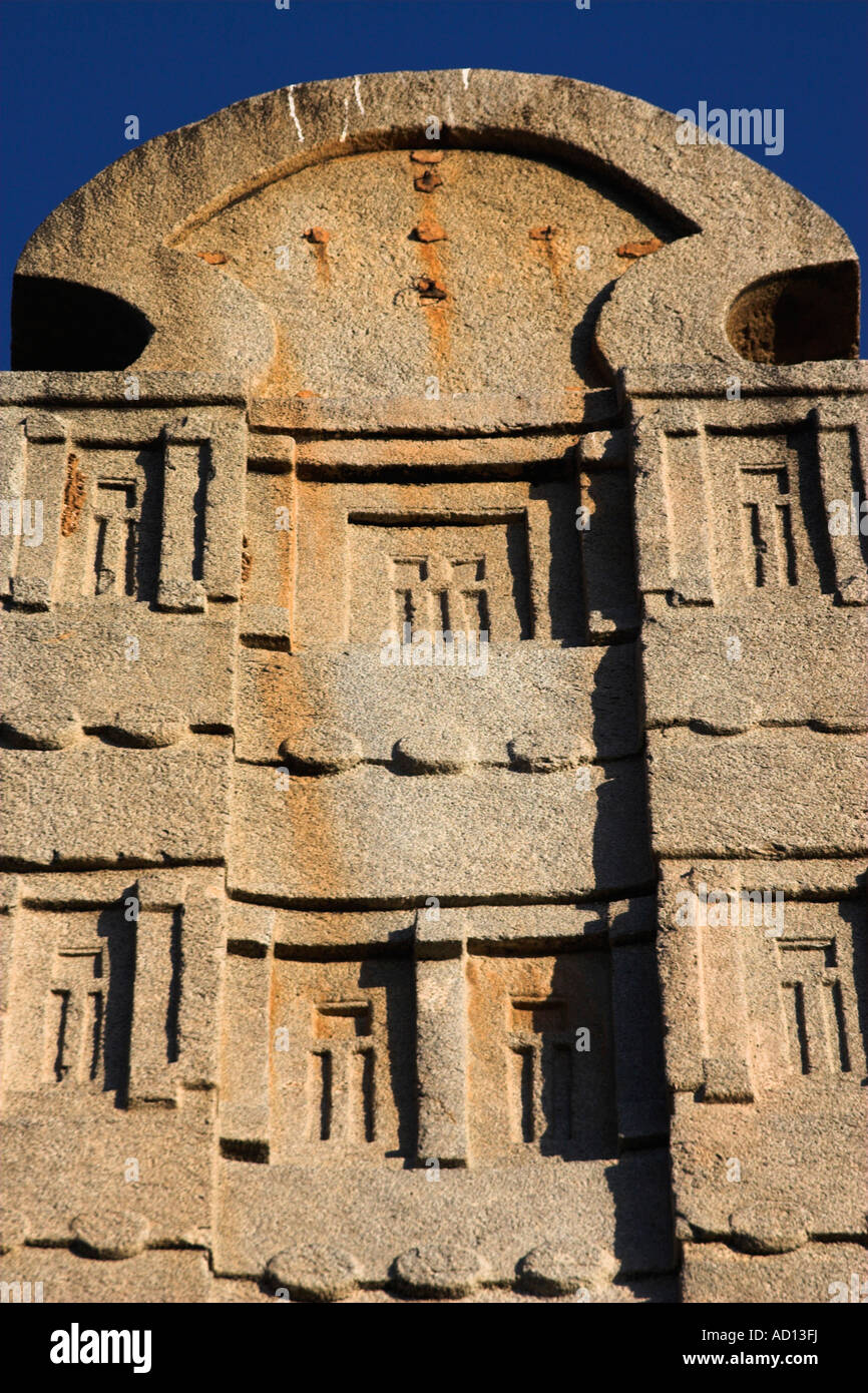 Ethiopia, Aksum, Northern Stelae Park, King Ezana's stele, Apex of ...