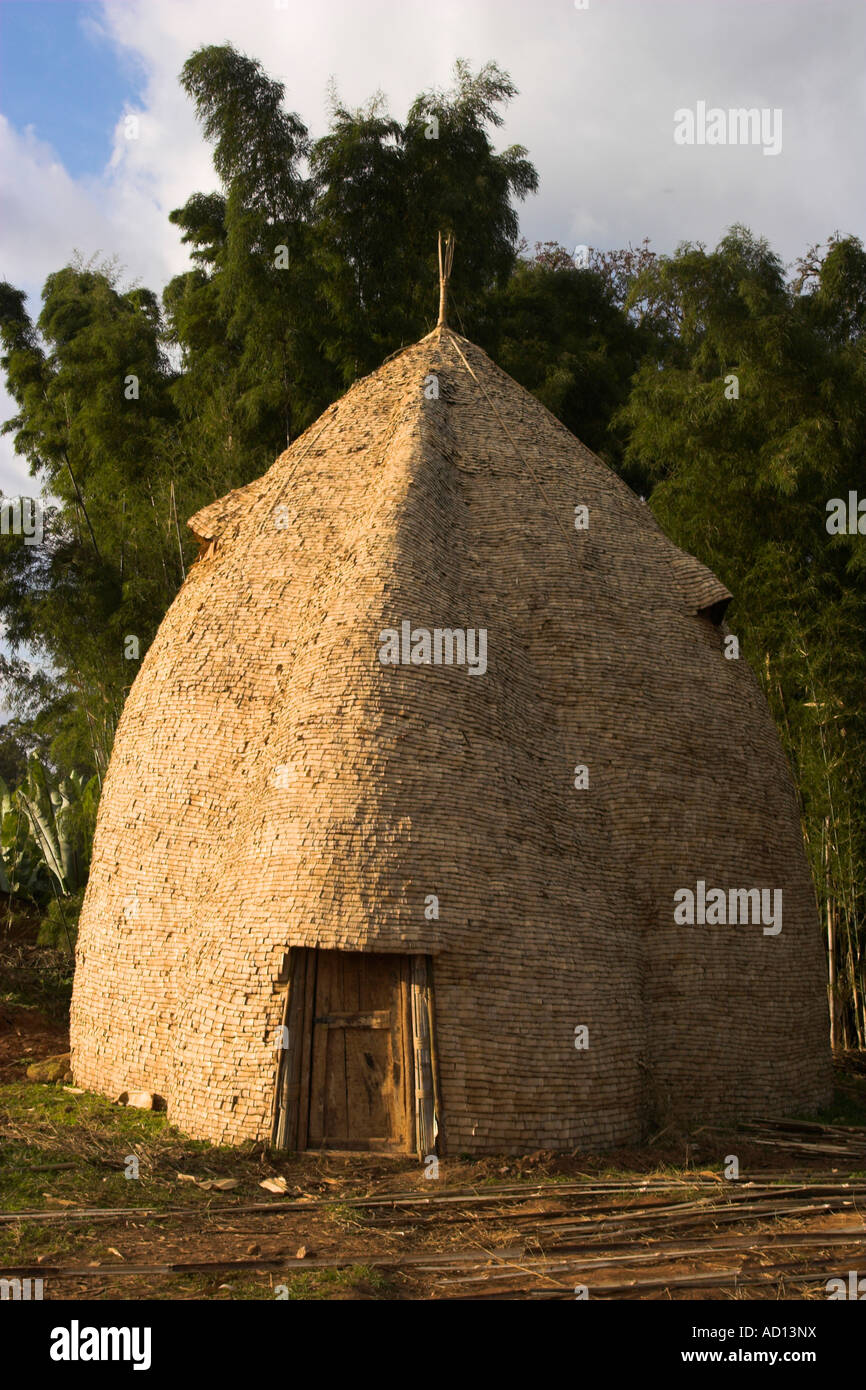 Ethiopia, Chencha mountains, Traditional beehive house of the Dorze ...