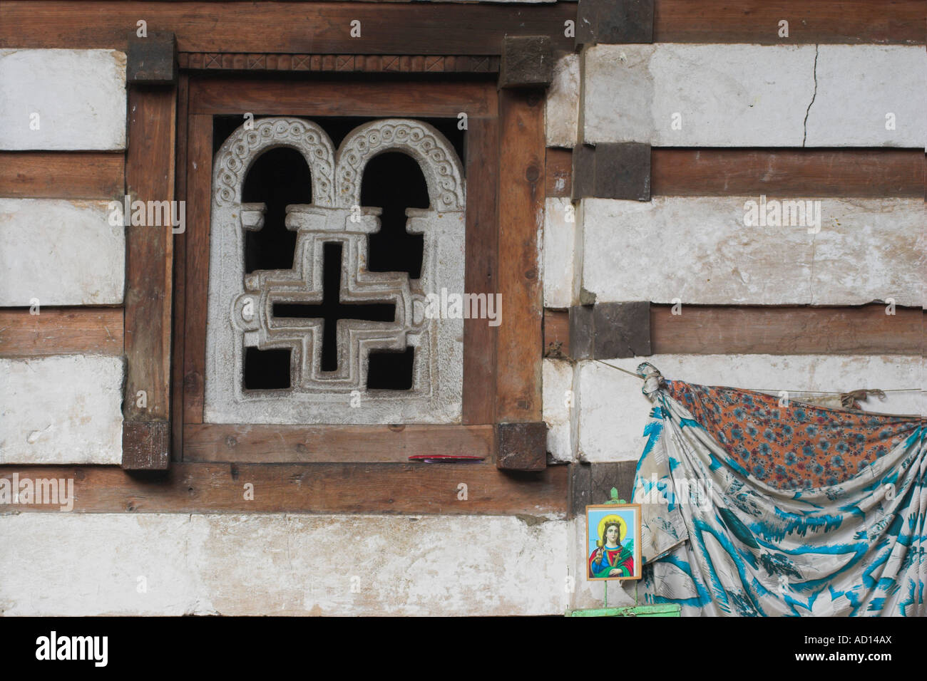 Ethiopia, Lalibela, Yemrehanna Kristos, Cross shaped window Stock Photo ...