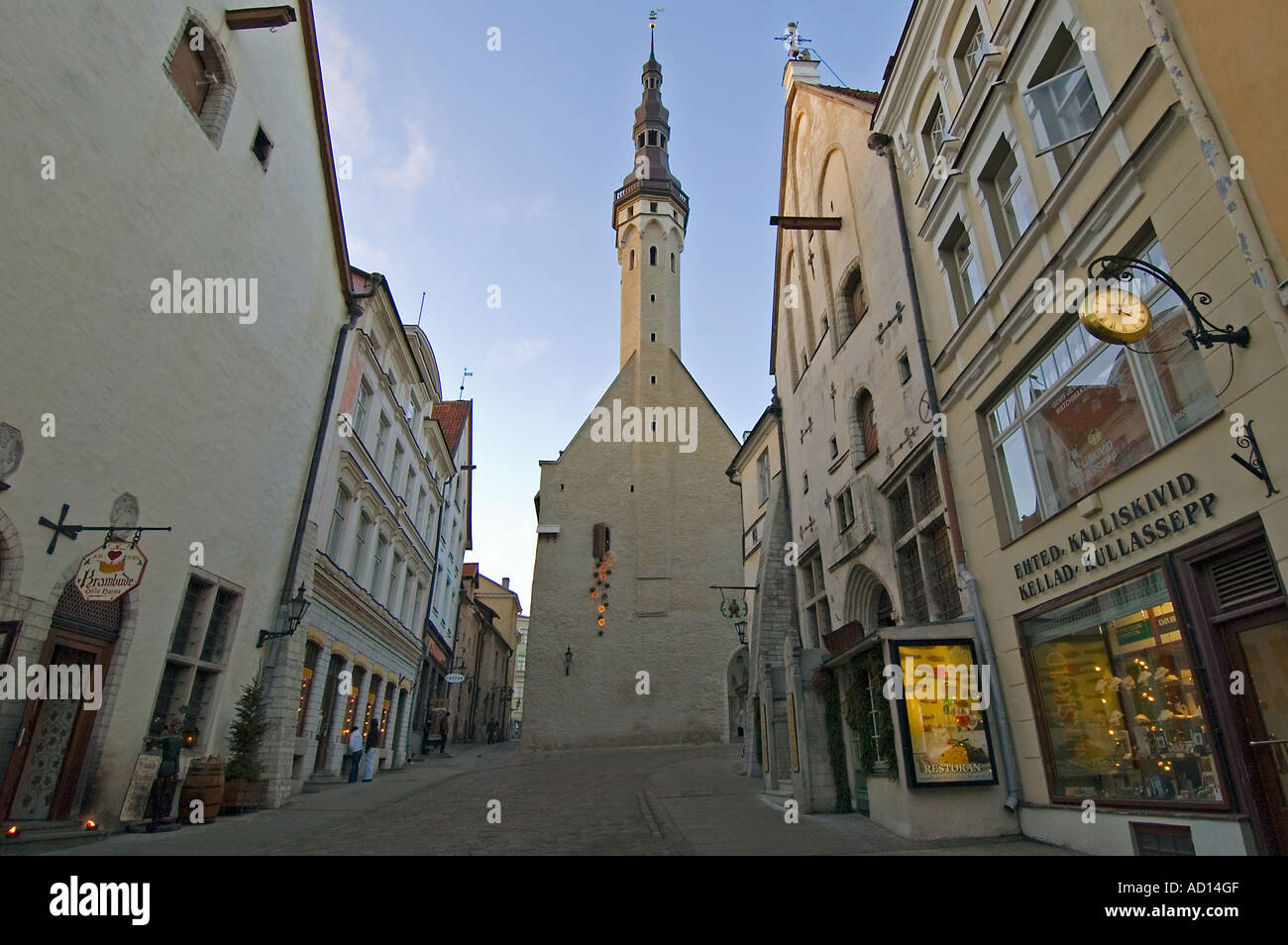 Horizontal wide angle of a typical 'olde worlde' street looking up ...