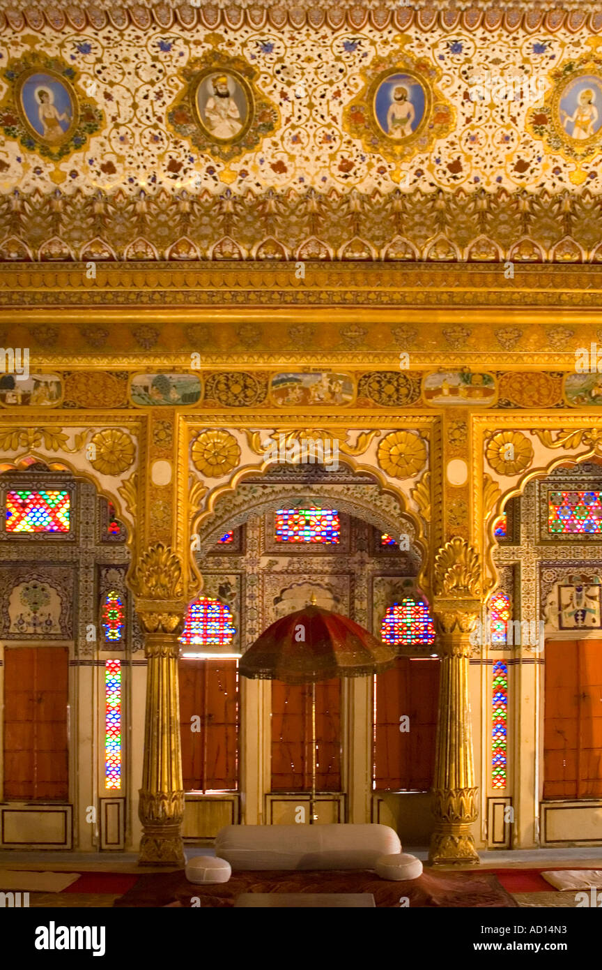 Vertical interior view of the grand opulent chamber of the Phool Mahal ...