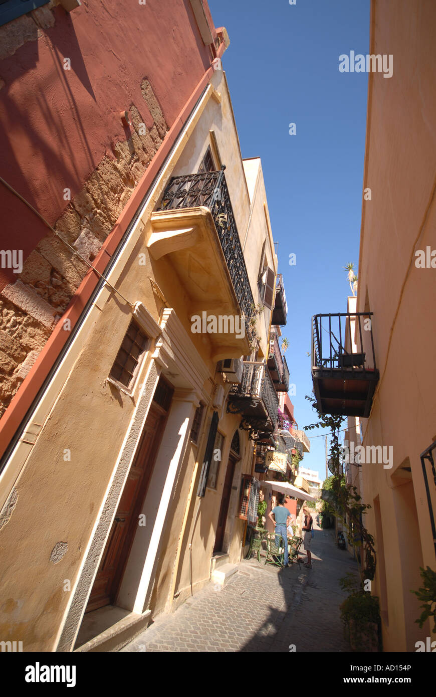 CRETE Narrow street in the old quarter of Hania near the outer harbour ...