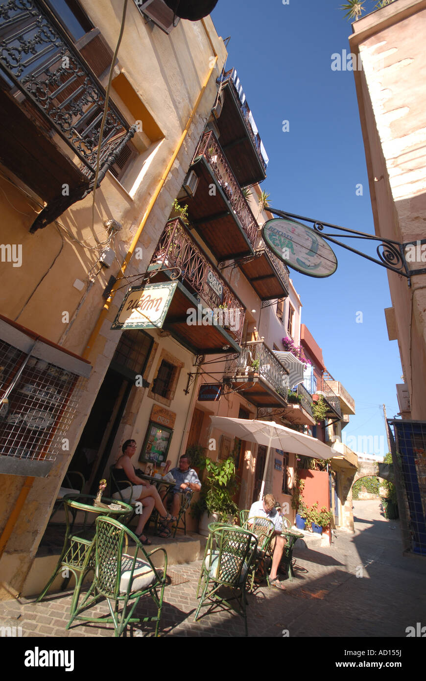 CRETE Narrow street in the old quarter of Hania near the outer harbour ...