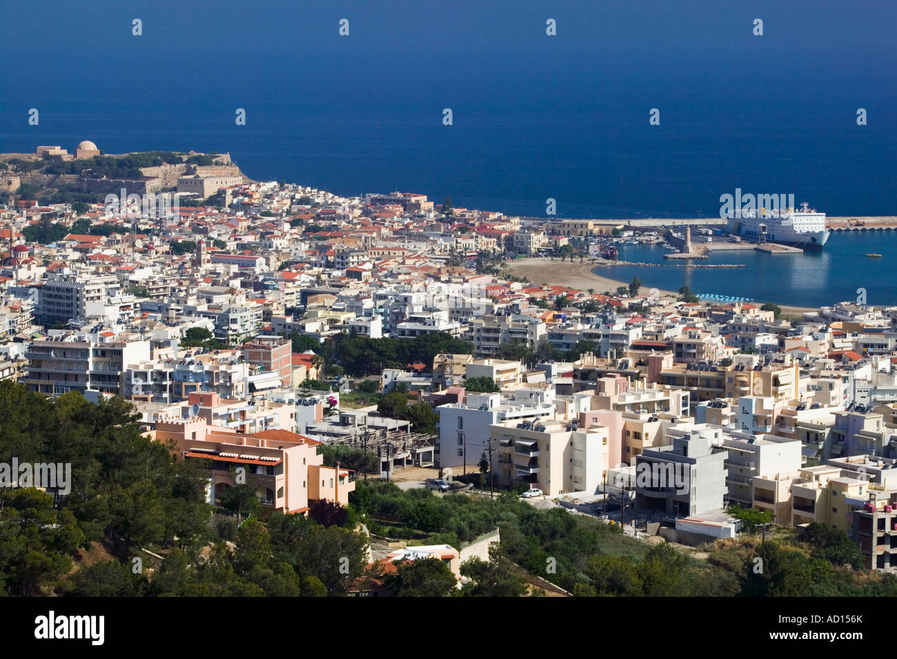 City View with 16th century Fortress, Rethymno, Crete, Greece Stock ...