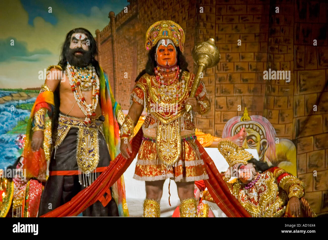 Horizontal portrait of lead characters from the Ramayana religious play ...