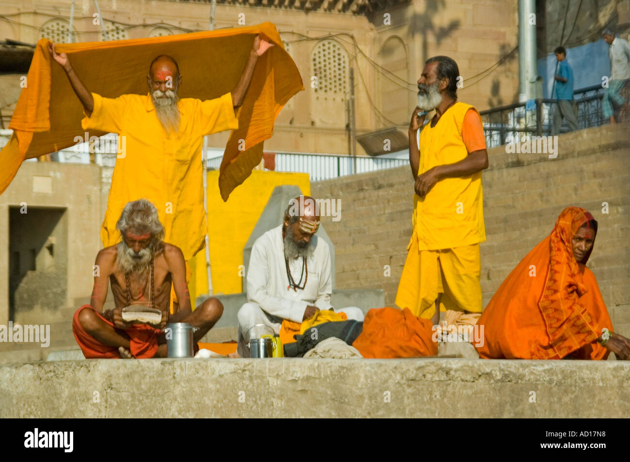 Woman sadhu meditating on ganges river hi-res stock photography and ...