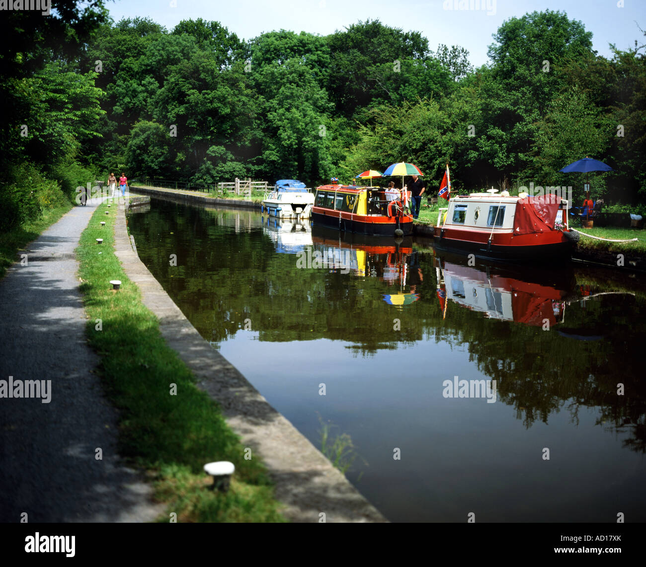Barges moored next to Brynich Aqueduct, Brecon and Monmouthshire Canal ...