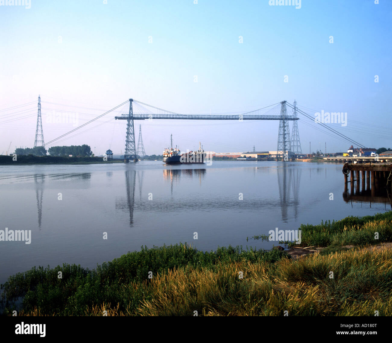ship going under newport transporter bridge built in 1906 spanning the ...